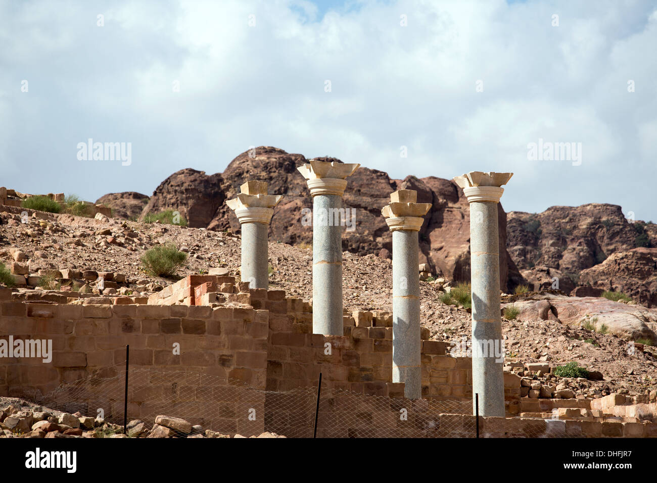 Marble columns in the Blue Chapel of the Nabatean city Petra, Jordan ...