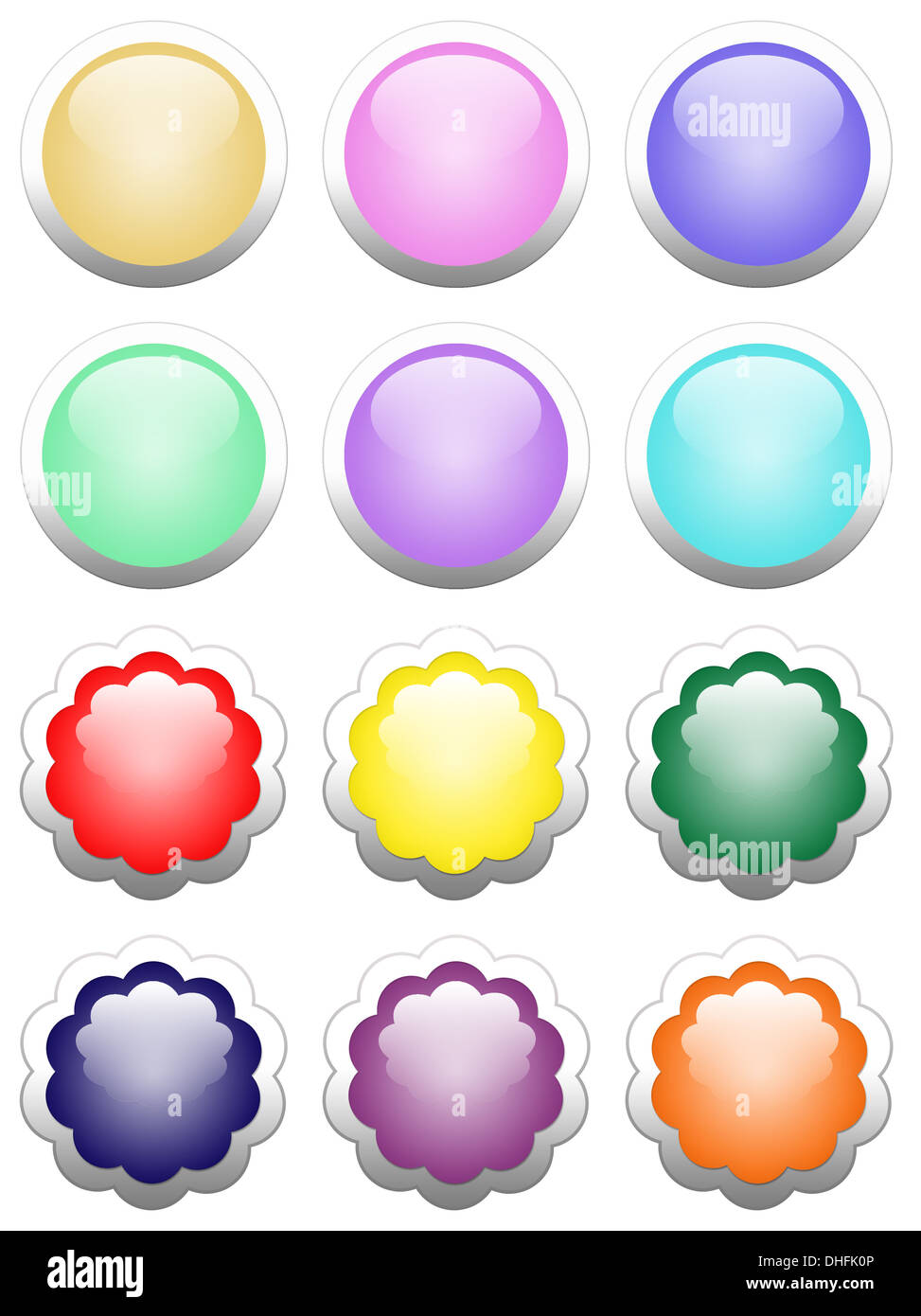 Beautiful multi-colored round buttons isolated on white background ...