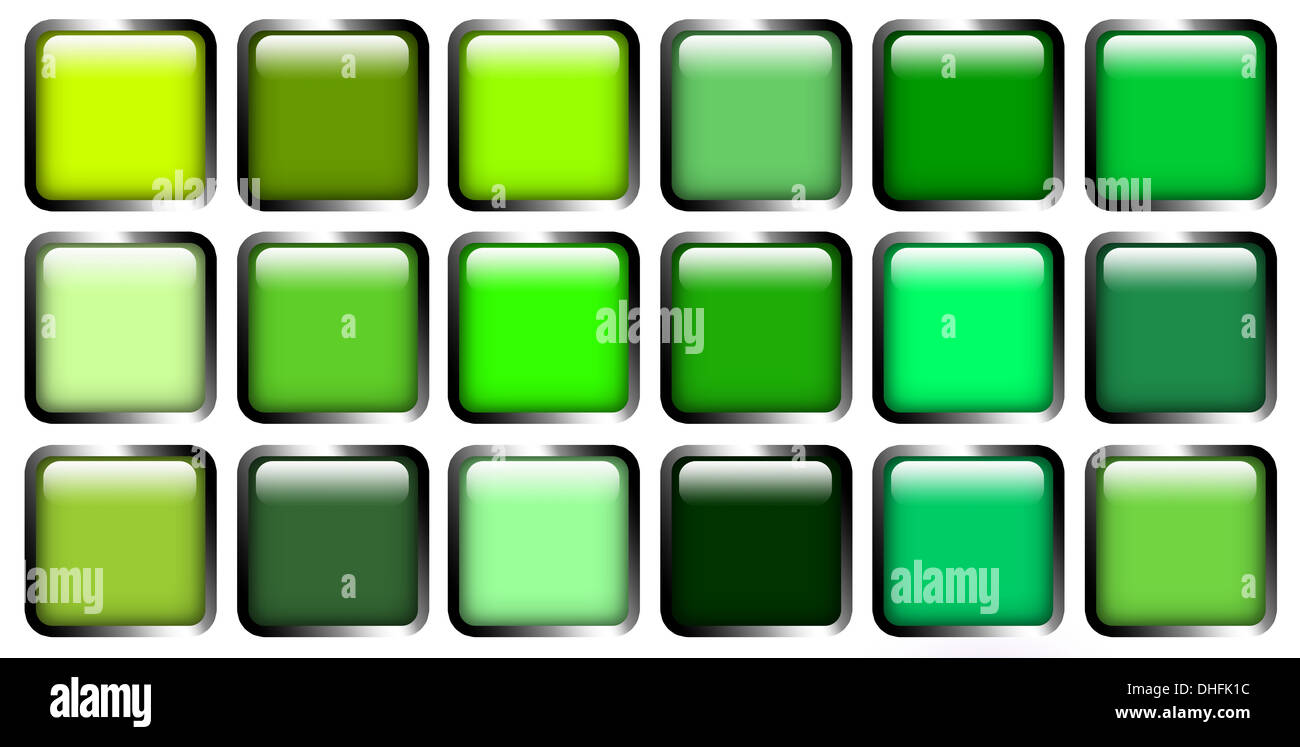 Beautiful glossy buttons in the green spectrum Stock Photo - Alamy
