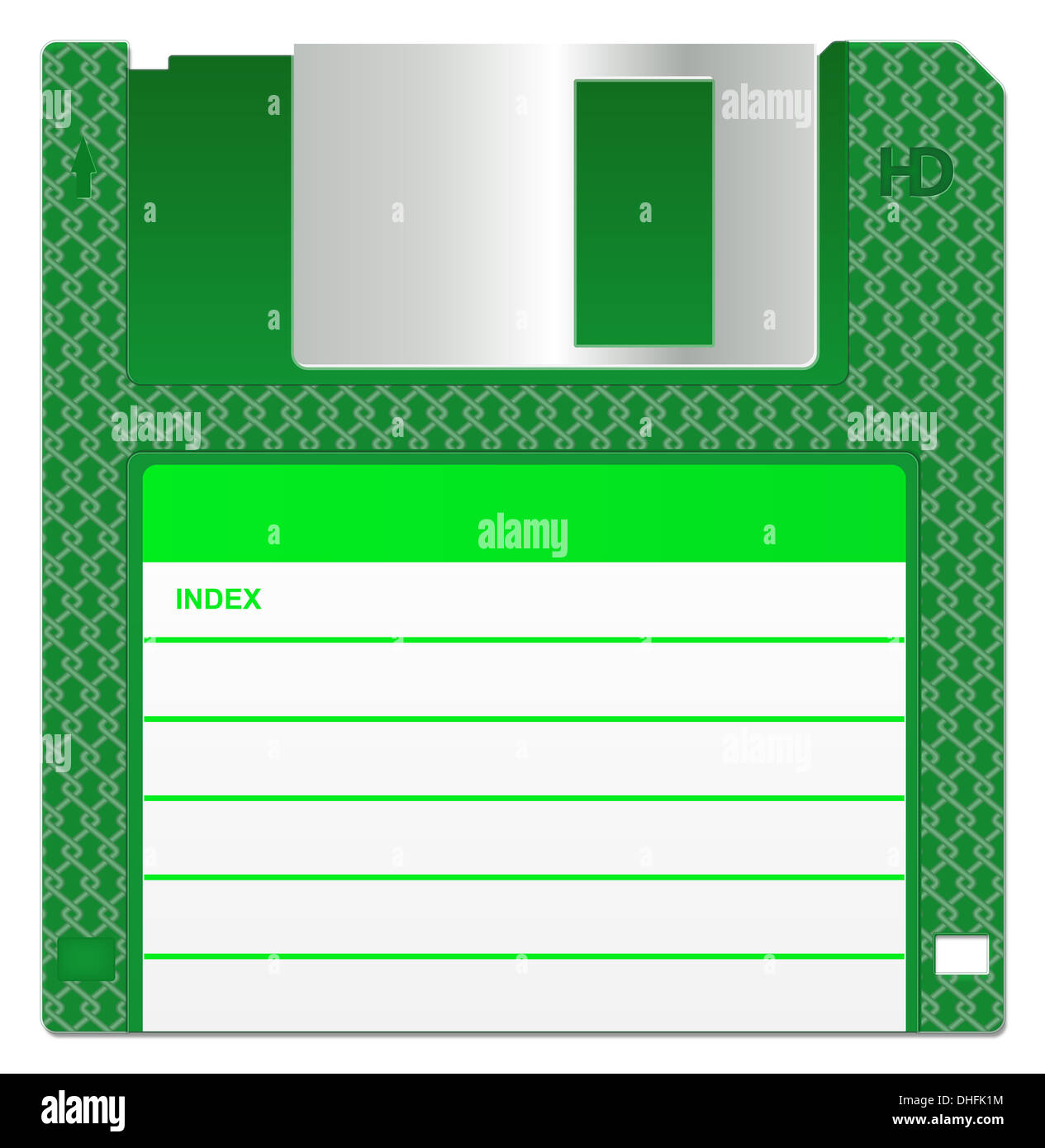 Green disc, isolated on a white background with a label Stock Photo - Alamy