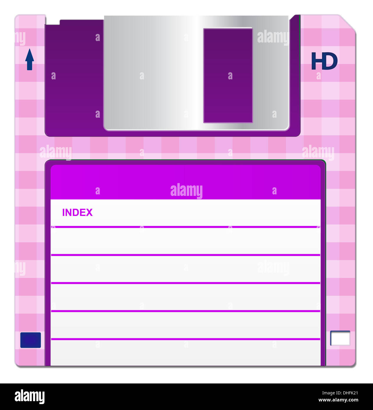 Pink disc, isolated on a white background with a label Stock Photo - Alamy