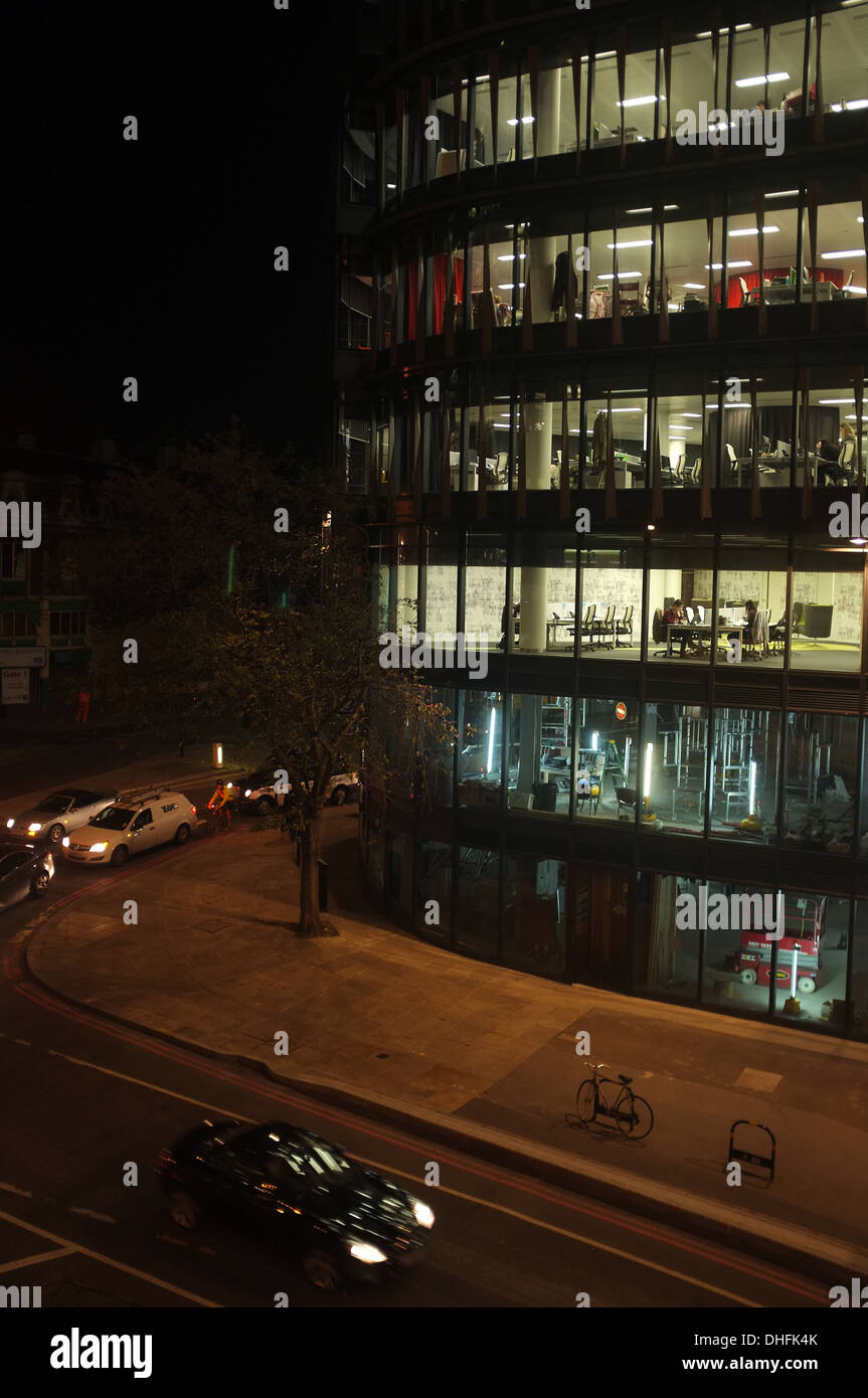 Office lights at night Stock Photo - Alamy