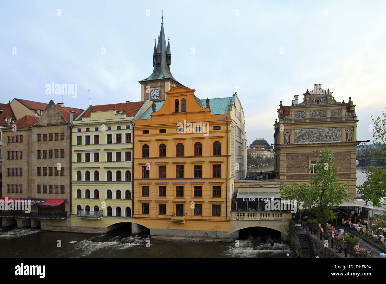 Colored buildings near the Charles Bridge in Prague, Czech Republic ...