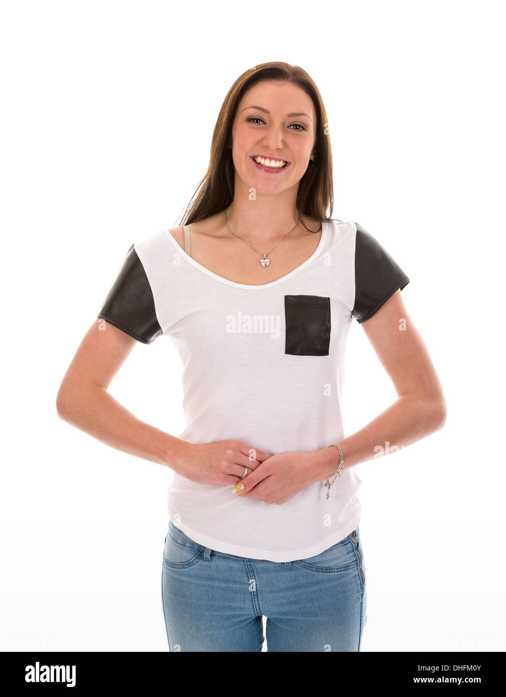 Happy and content woman Stock Photo - Alamy