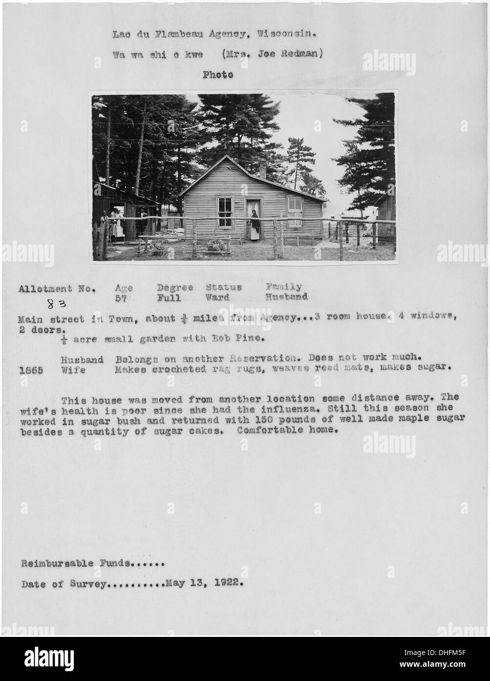 A portrait of Wa wa shi o kwe, also known as Mrs. Joe Redman, an ...