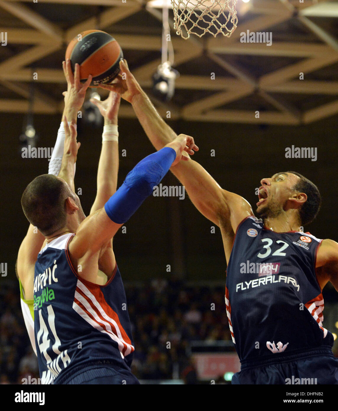 Munich, Germany. 08th Nov, 2013. Munich's Boris Savovic (L) and Yassin ...