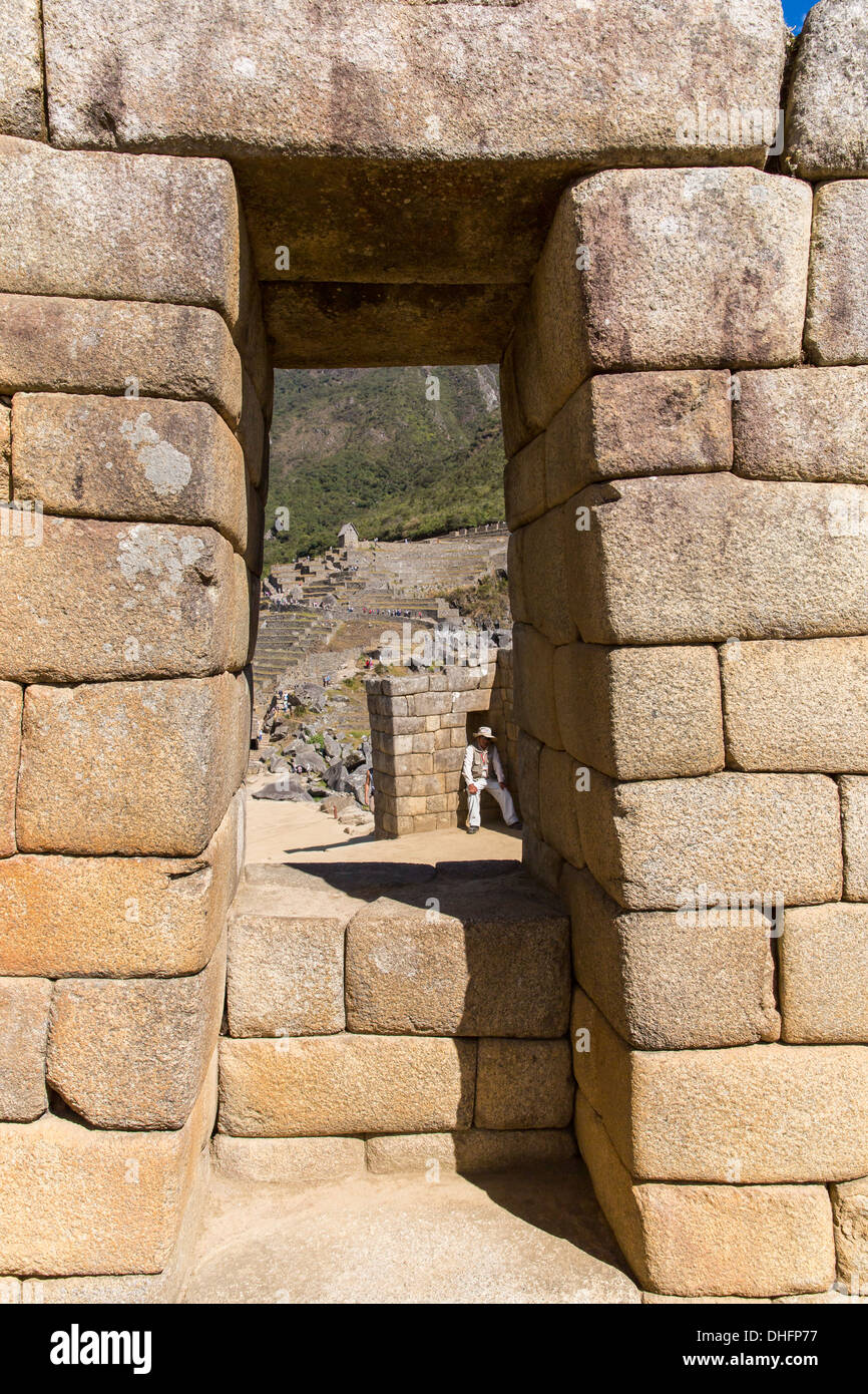 Inca Wall in Machu Picchu Peru South America. Example of polygonal ...