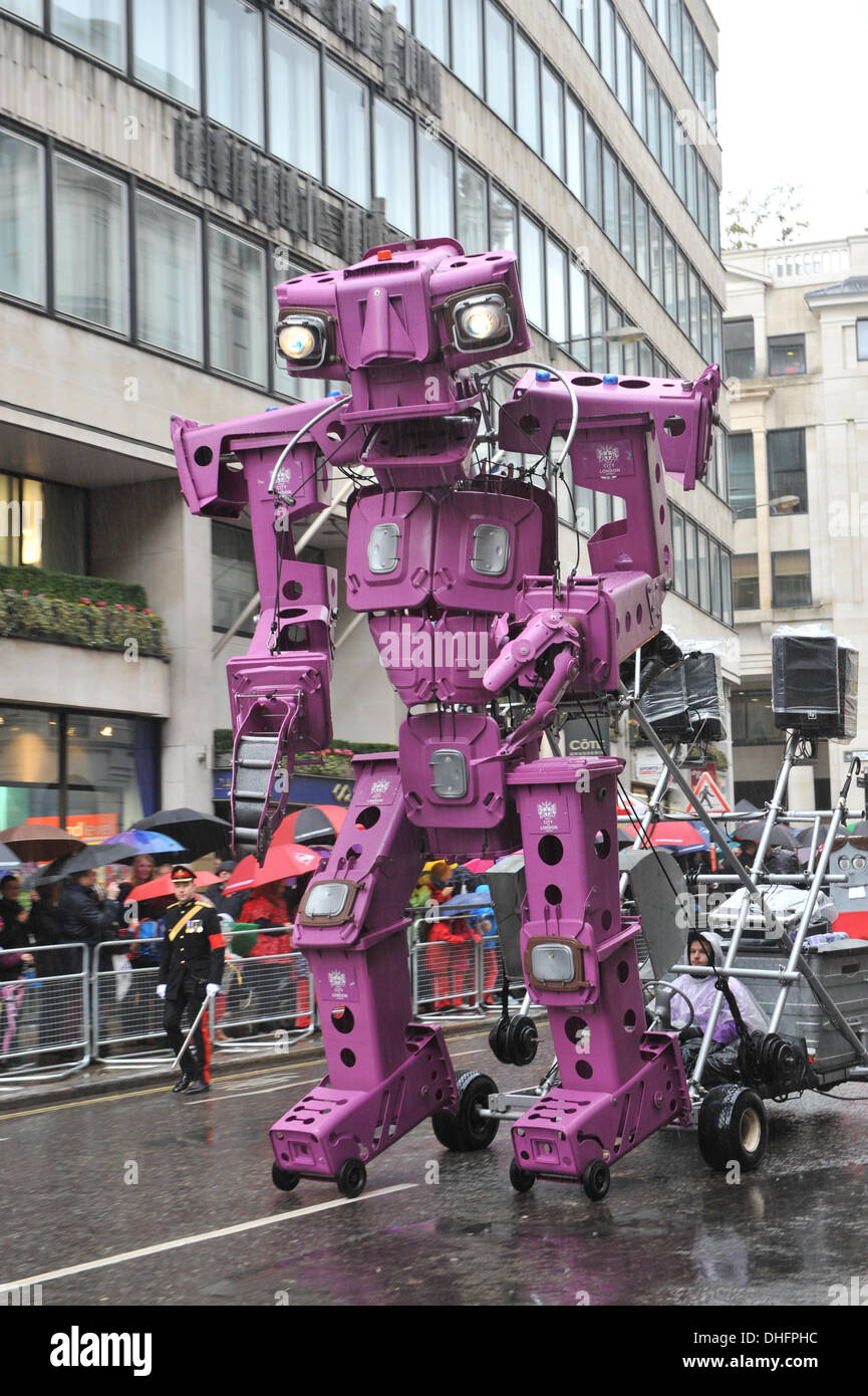 Ludgate Hill, London, UK. 9th November 2013. A robot made from bins at ...