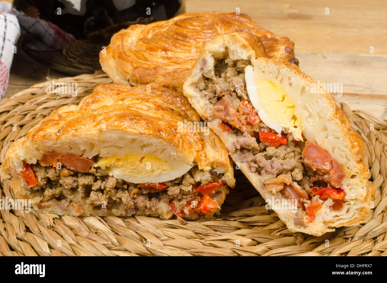 Meat pie with puff pastry, traditional Spanish cuisine Stock Photo - Alamy