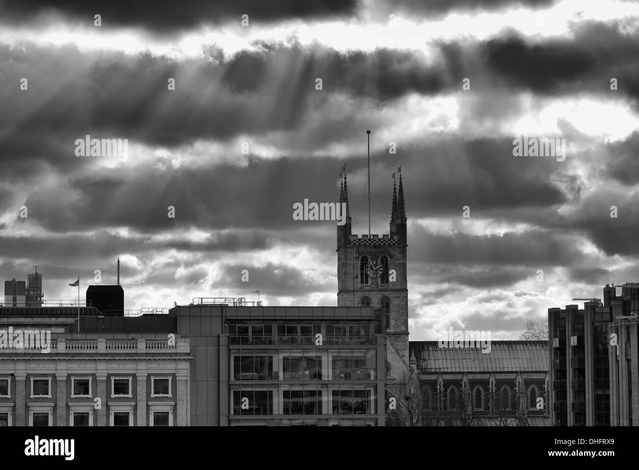 Storm sky over church steeple Stock Photo - Alamy