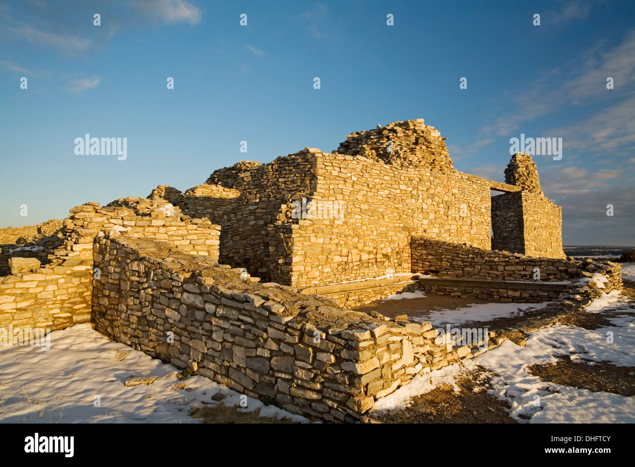 Church at Gran Quivira (circa 1600s) and snow, Salinas Pueblo Missions ...