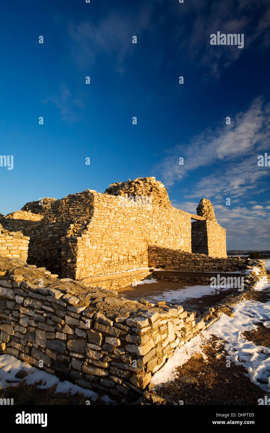 Church at Gran Quivira (circa 1600s) and snow, Salinas Pueblo Missions ...