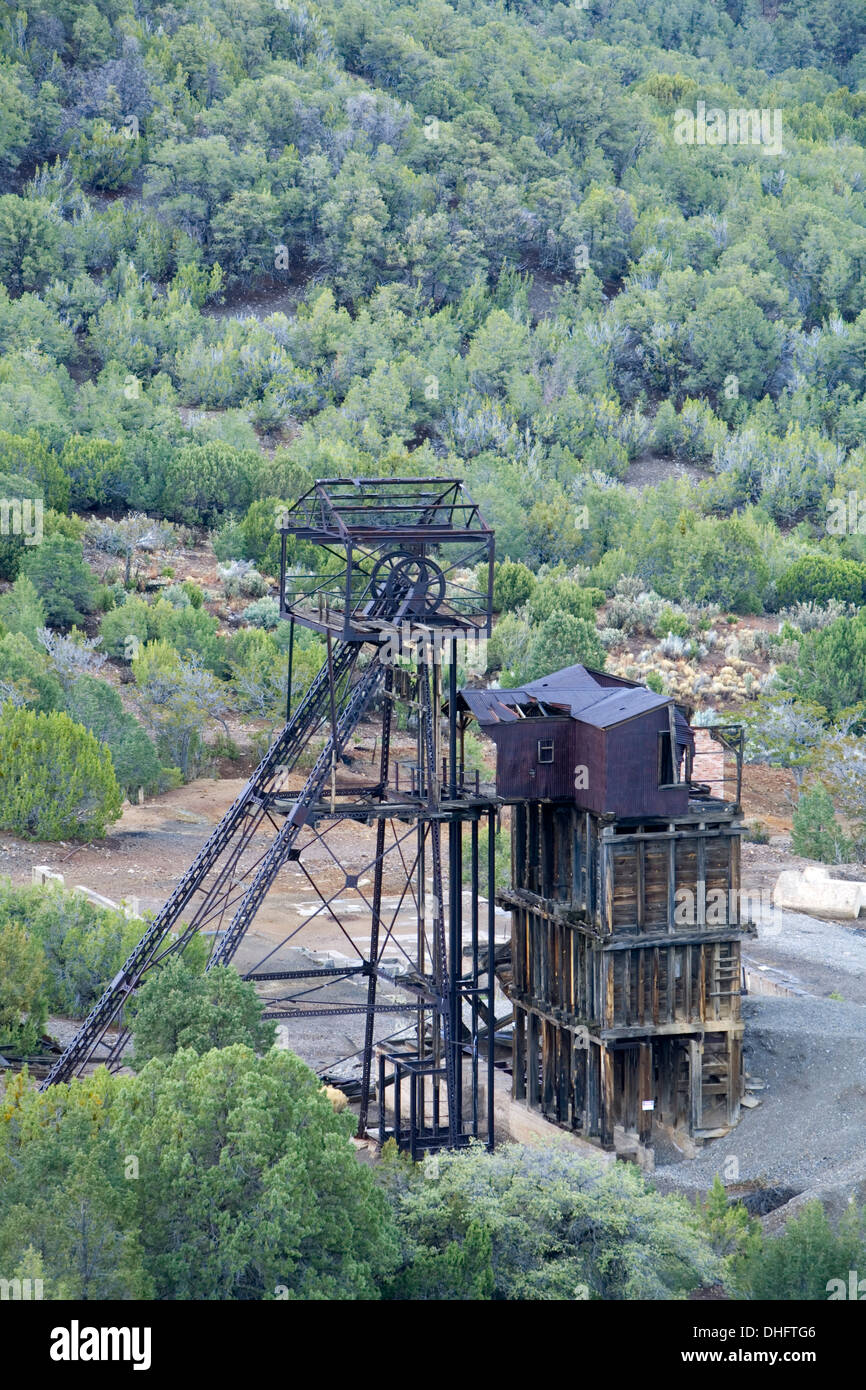 Mining equipment, Kelly Mine (zinc), Kelly ghost town, New Mexico USA ...