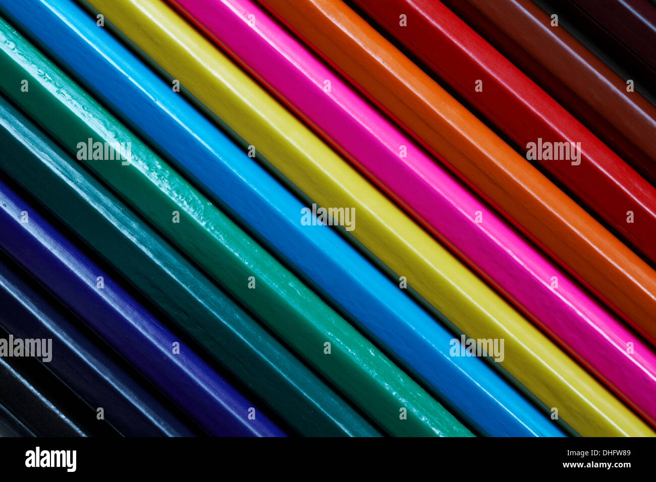 abstract of diagonal lines of coloured pencils Stock Photo - Alamy