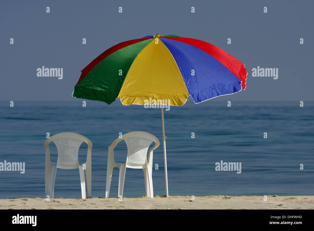 Beach umbrella, Jarada Island, Kingdom of Bahrain Stock Photo - Alamy