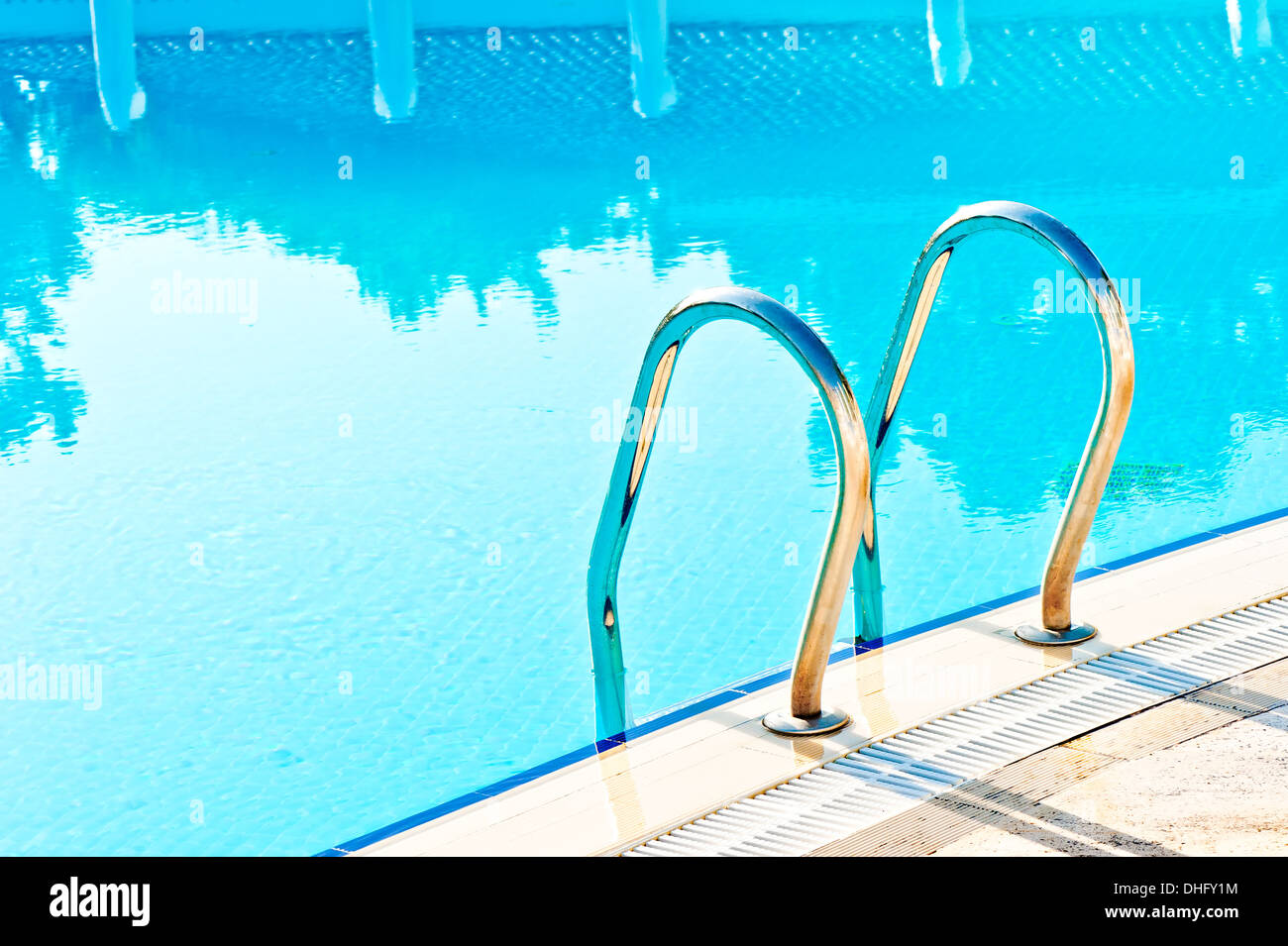 Swimming pool steps rail hi-res stock photography and images - Alamy