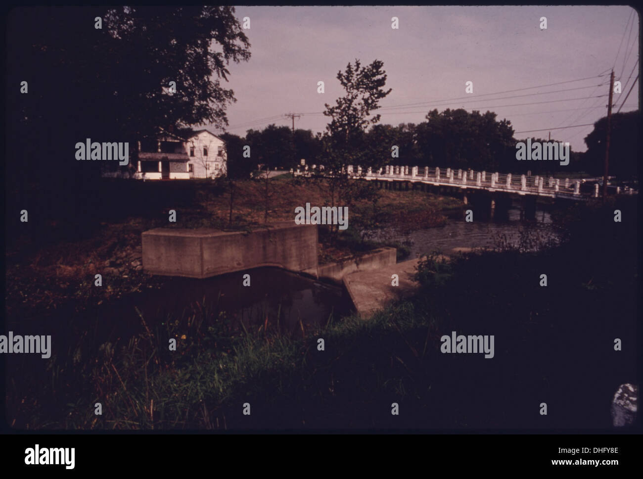OHIO-ERIE CANAL LOCK AND SPILLWAY AND HILLSIDE AND CANAL ROADS AT ...