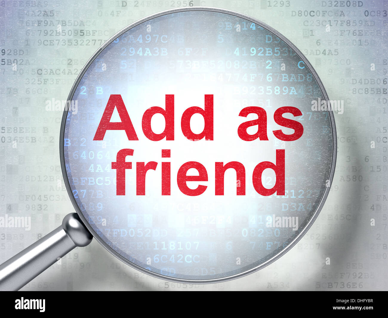 Social media concept: Add as Friend with optical glass Stock Photo - Alamy