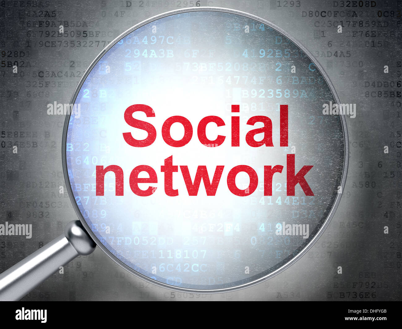 Social media concept: Social Network with optical glass Stock Photo - Alamy