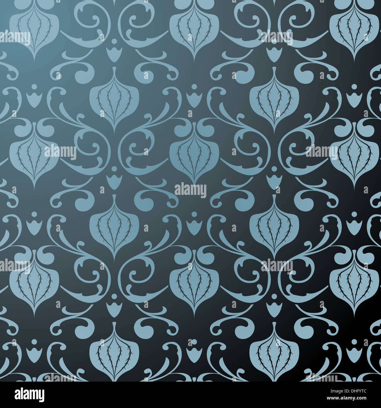 Illustration of a blue vintage floral pattern Stock Photo - Alamy