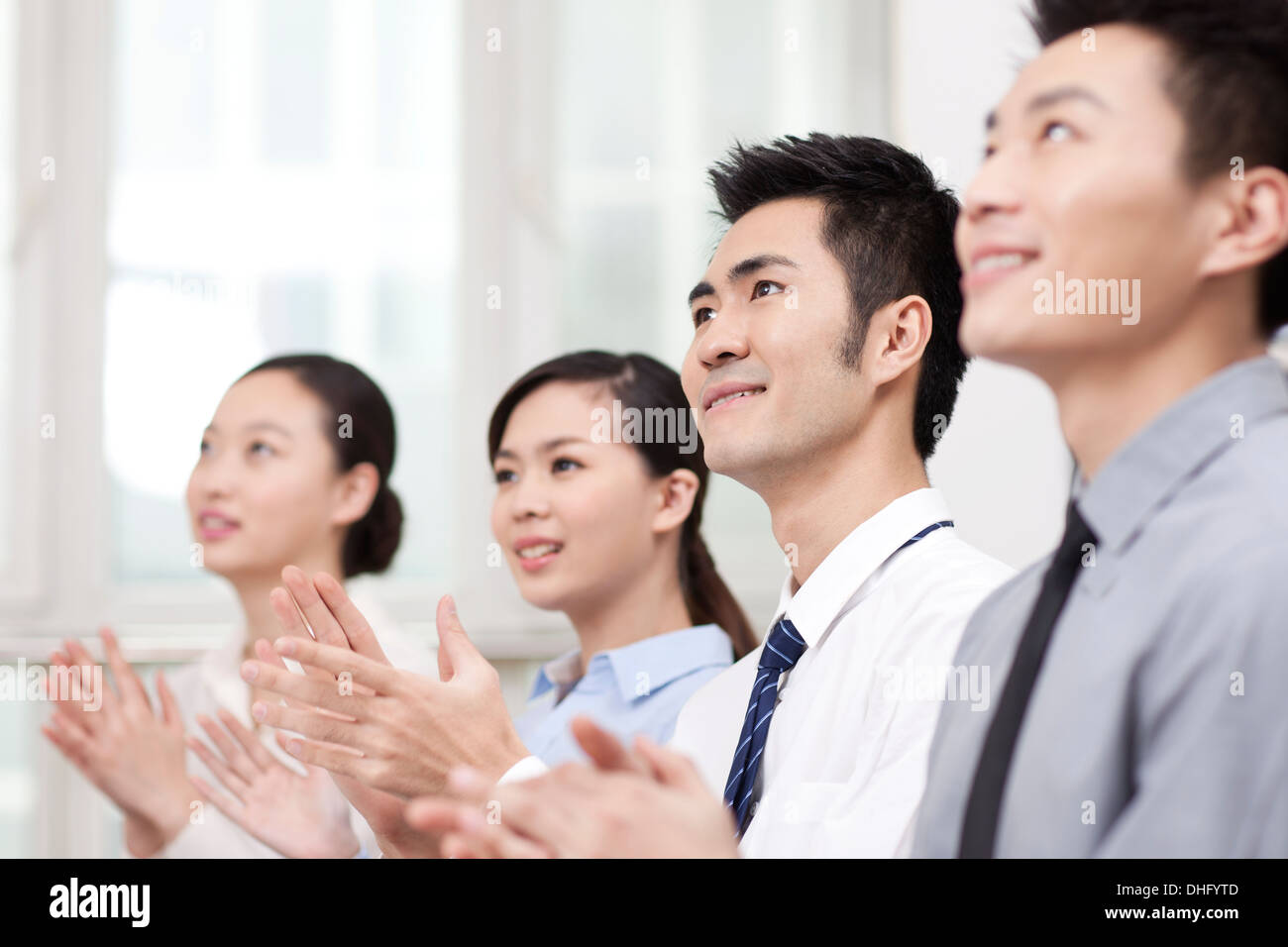 Clapping black businessman portrait applauding hi-res stock photography ...