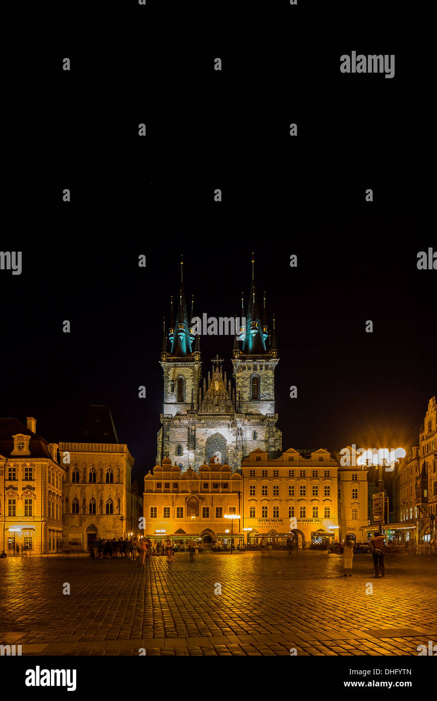Prague Old Town Square at night Stock Photo - Alamy