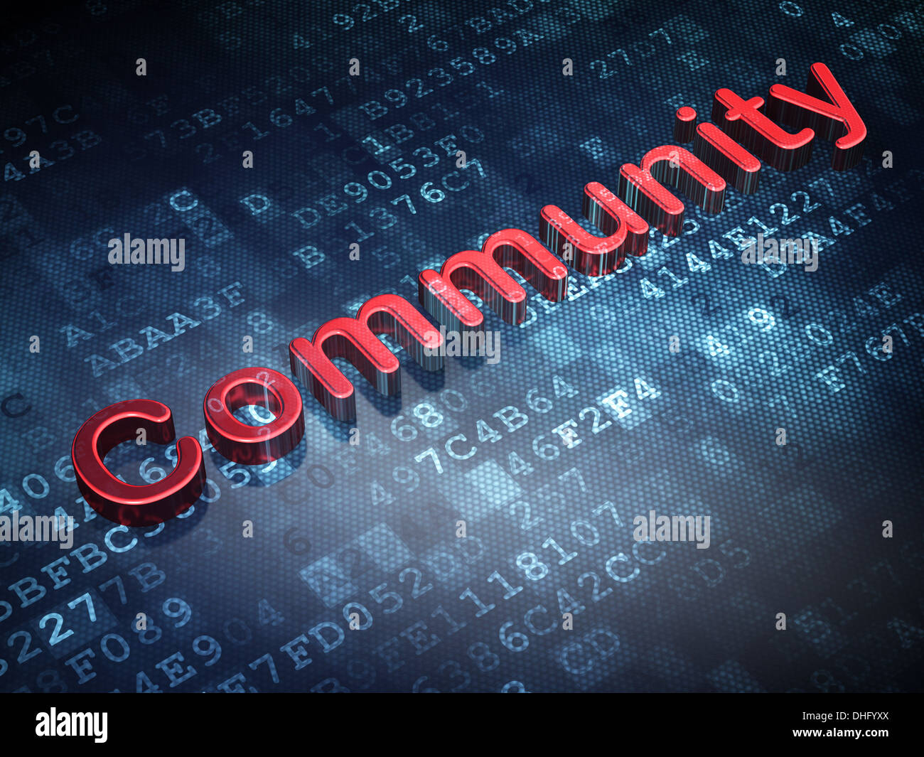 Social media concept: Red Community on digital background Stock Photo ...
