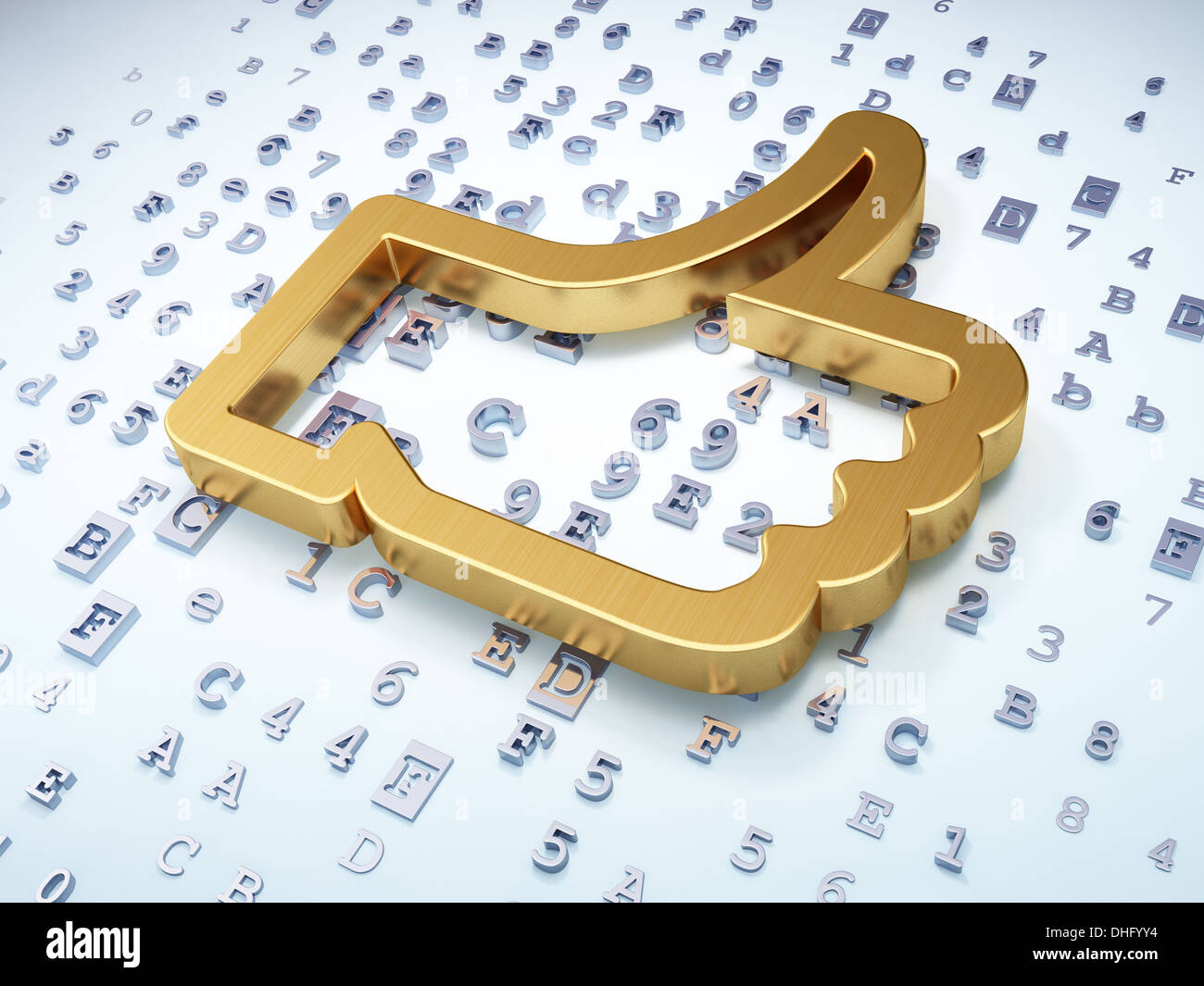 Social network concept: Golden Like on digital Stock Photo - Alamy