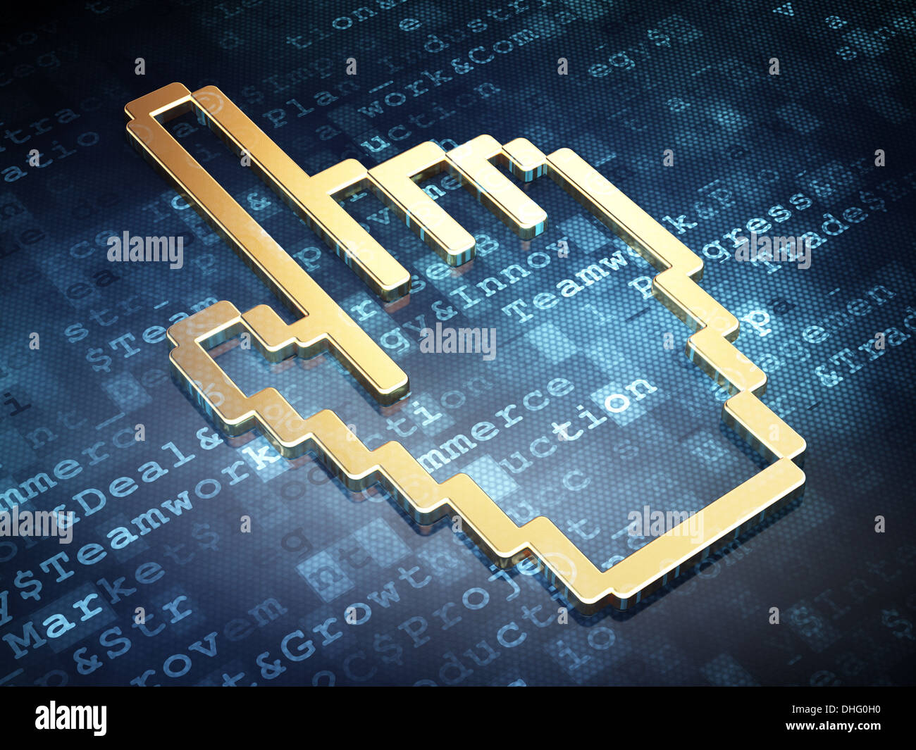 Advertising concept: Golden Mouse Cursor on digital background Stock ...