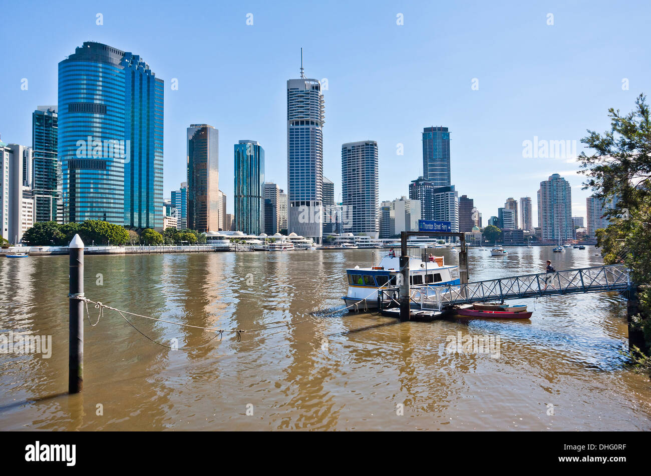 Australia, Queensland, Brisbane, view of the city skyline across ...