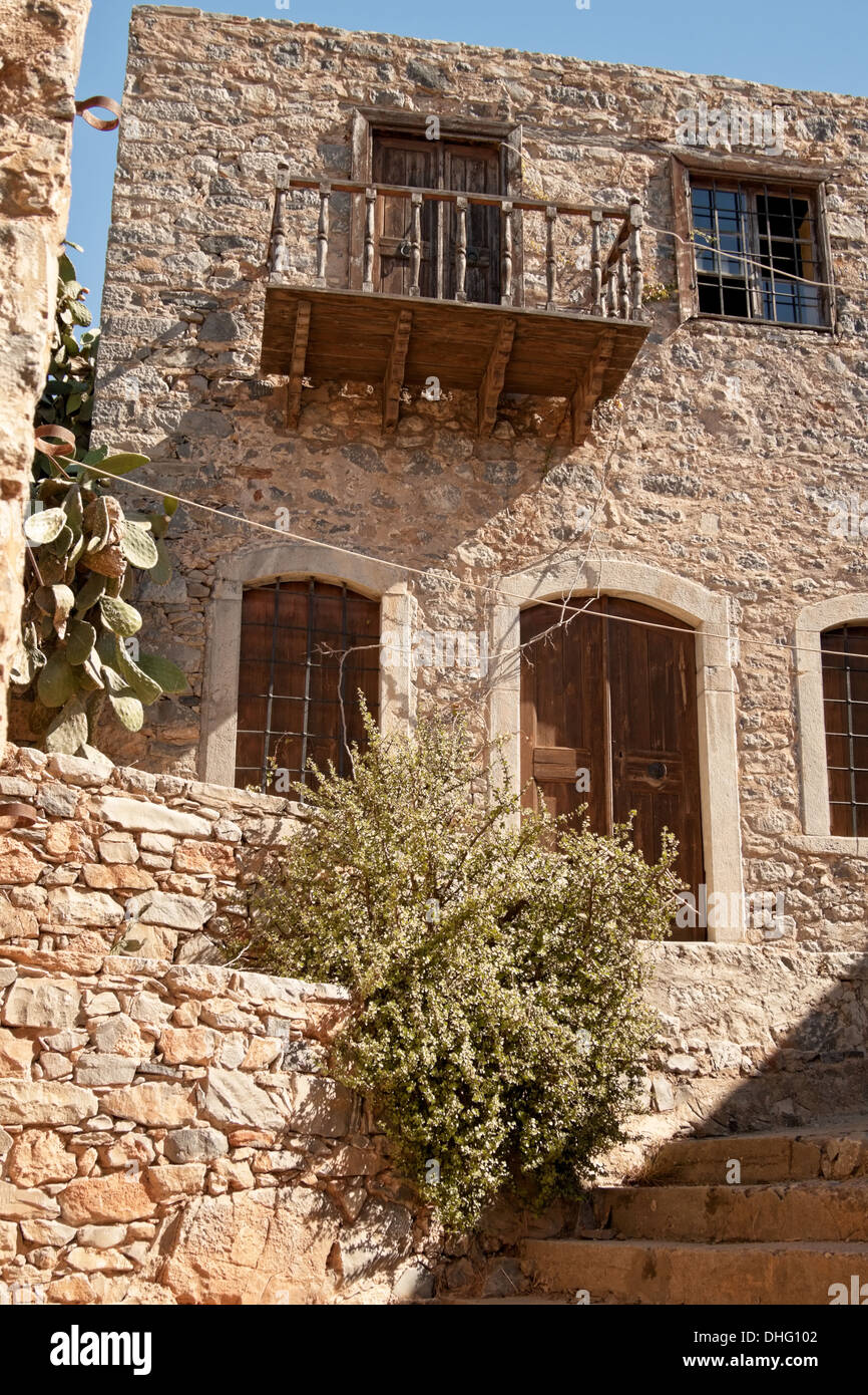 Ruins of the former leper colony on the isle of Spinalonga, Elounda ...