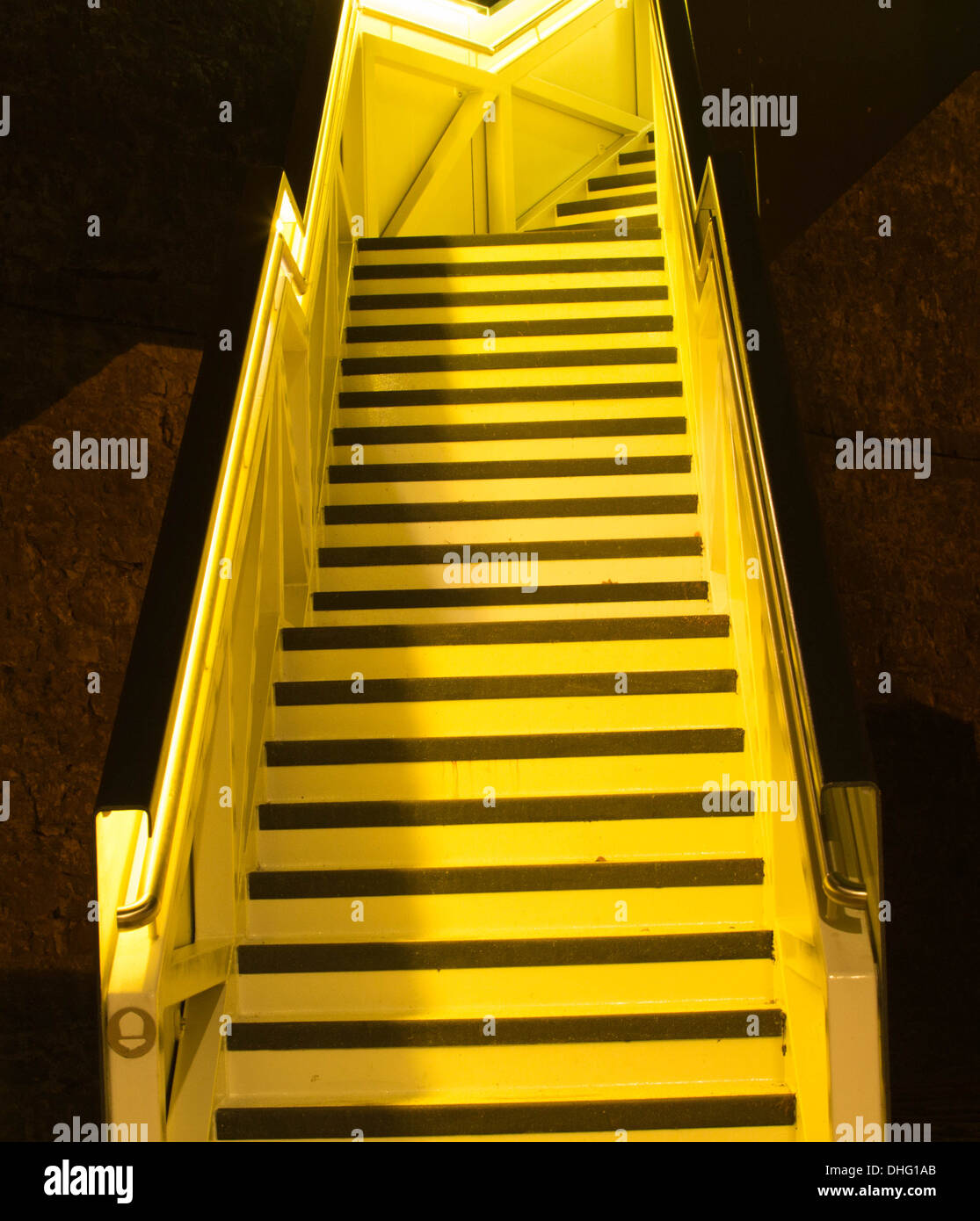 Bright Yellow stairs colourful Royal William Yard Plymouth uk Stock ...