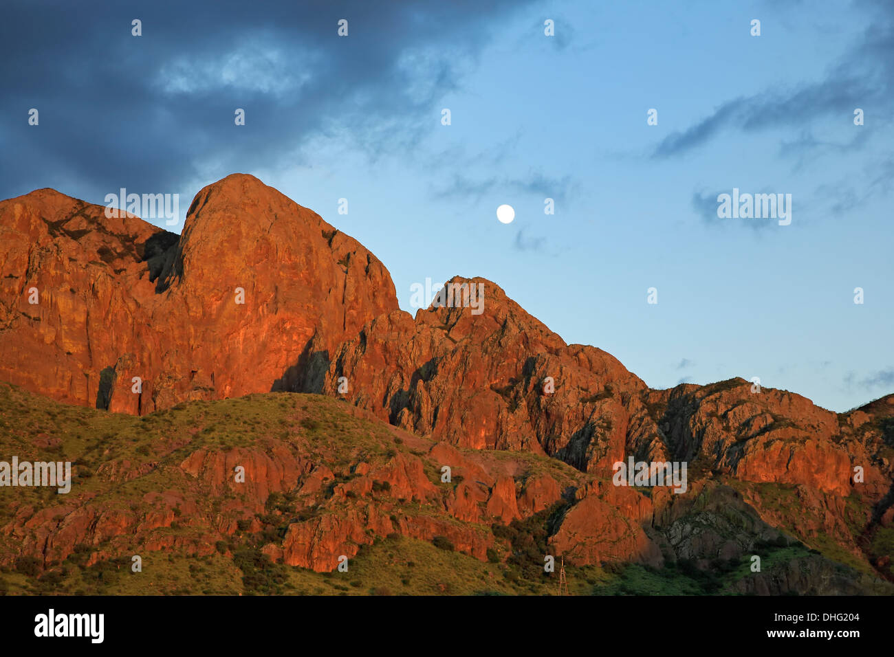 Moon over Organ Mountains, near Dripping Springs, New Mexico USA Stock ...