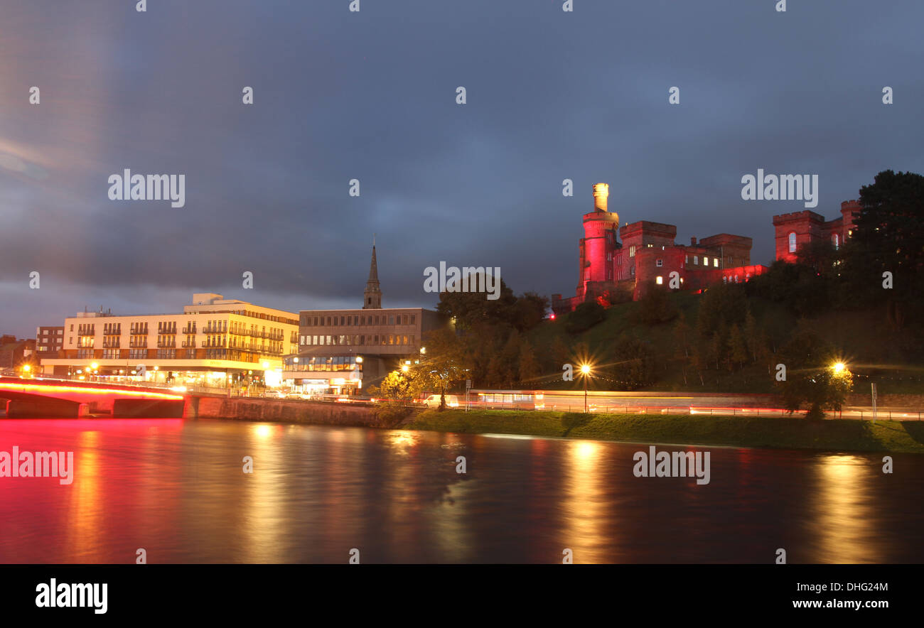 Inverness waterfront by night Scotland November 2013 Stock Photo - Alamy