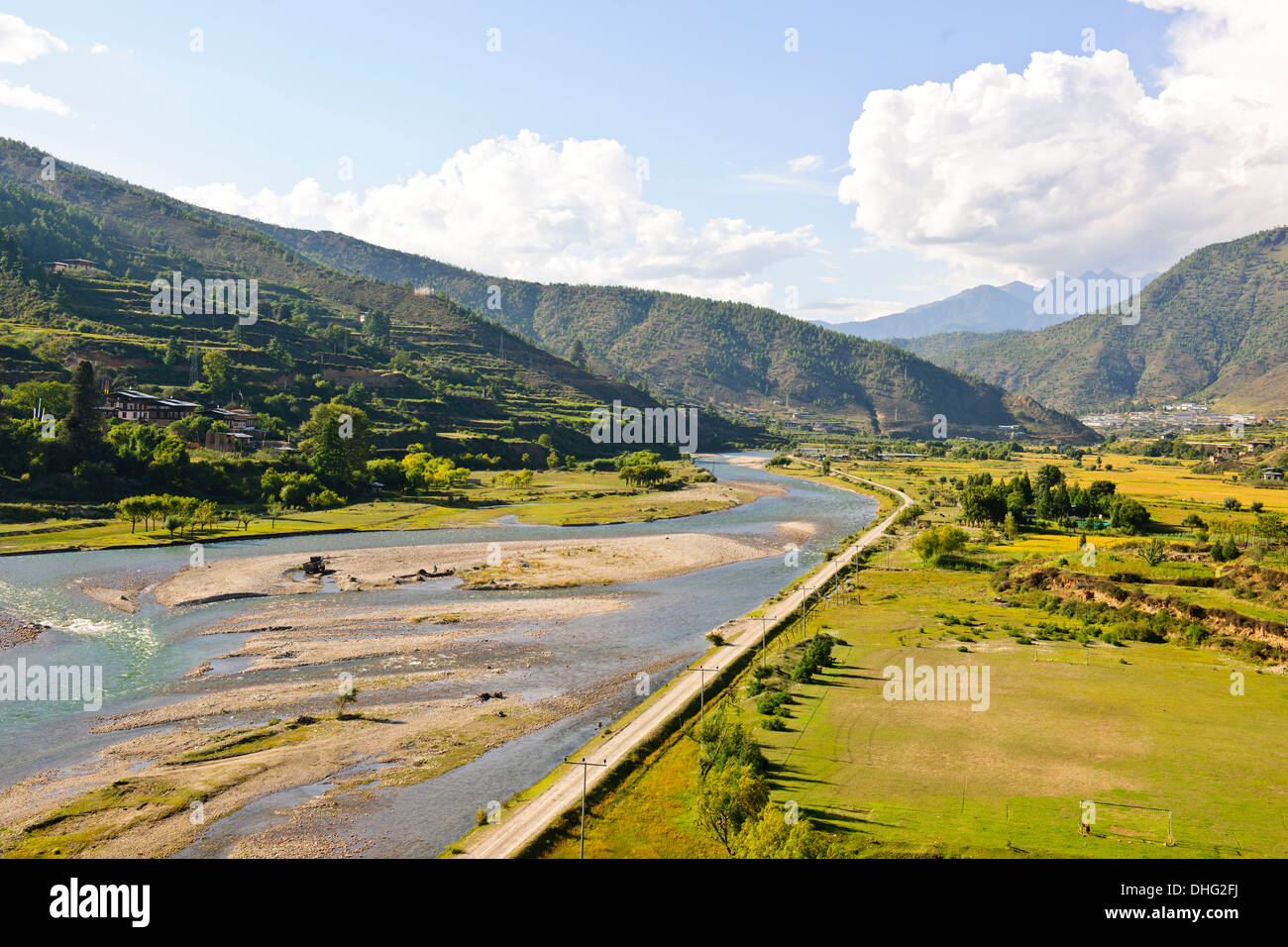 Views from Paro Dzong overlooking the Paro Valley,Rice Paddies,Farming ...
