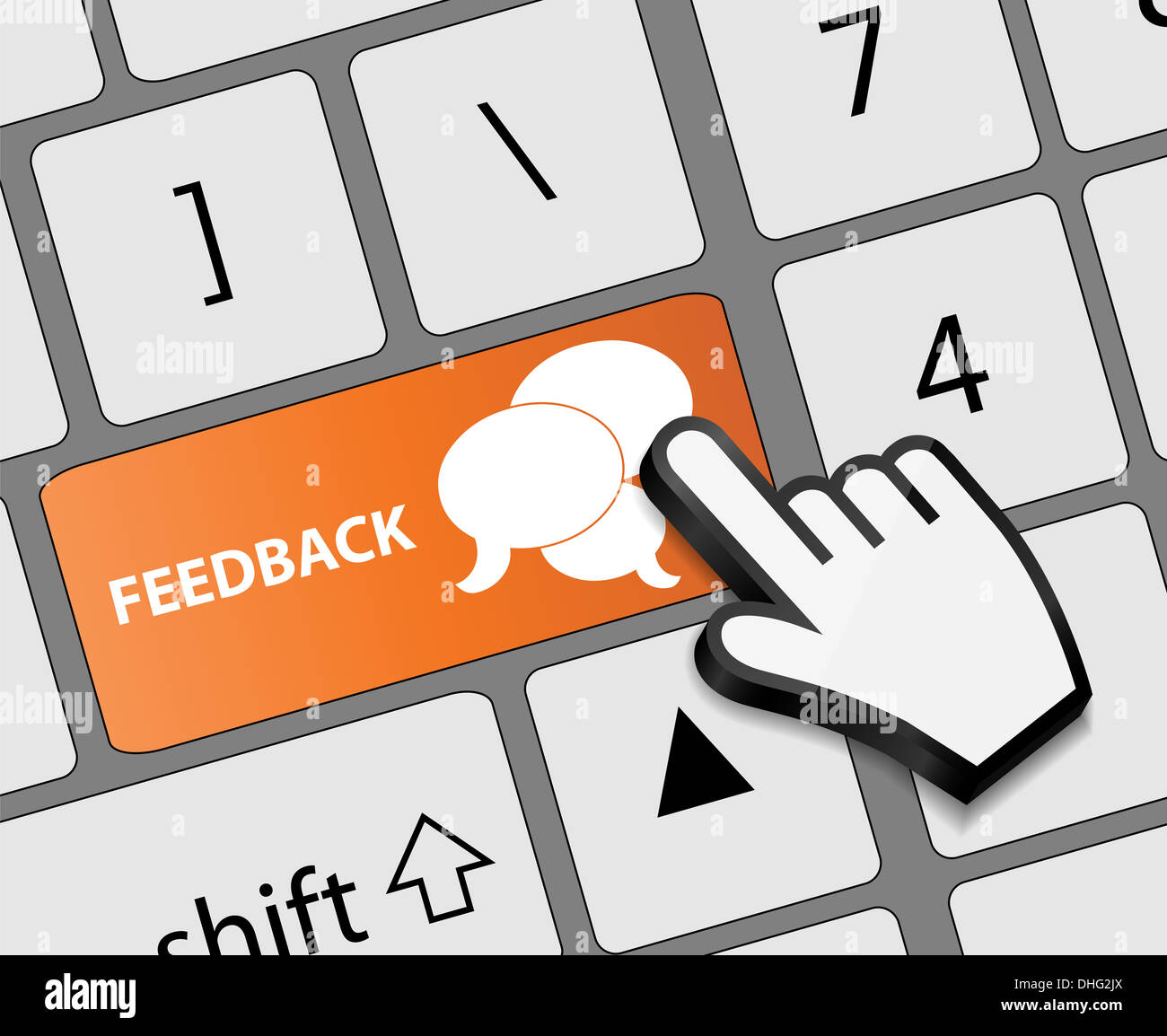Keyboard feedback button with mouse hand cursor vector illustration ...