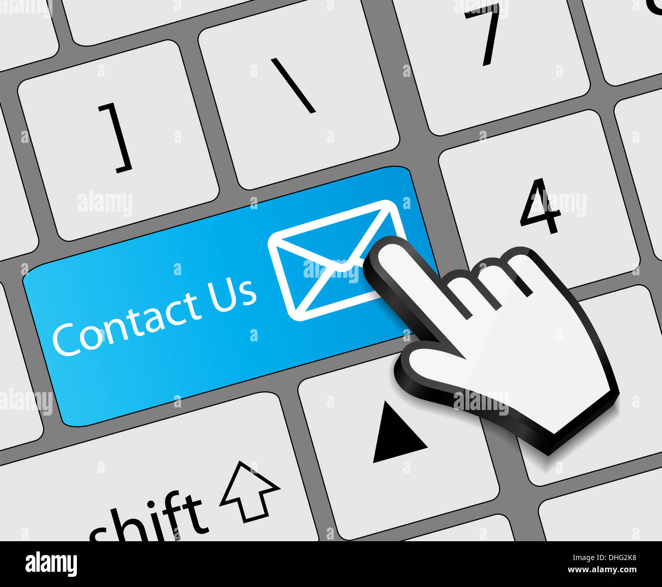 Keyboard Contact Us button with mouse hand cursor vector illustration ...