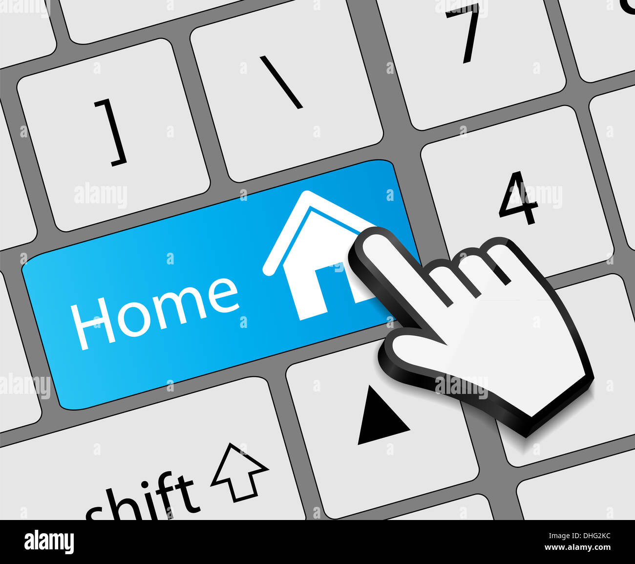 Keyboard Home button with mouse hand cursor vector illustration Stock ...