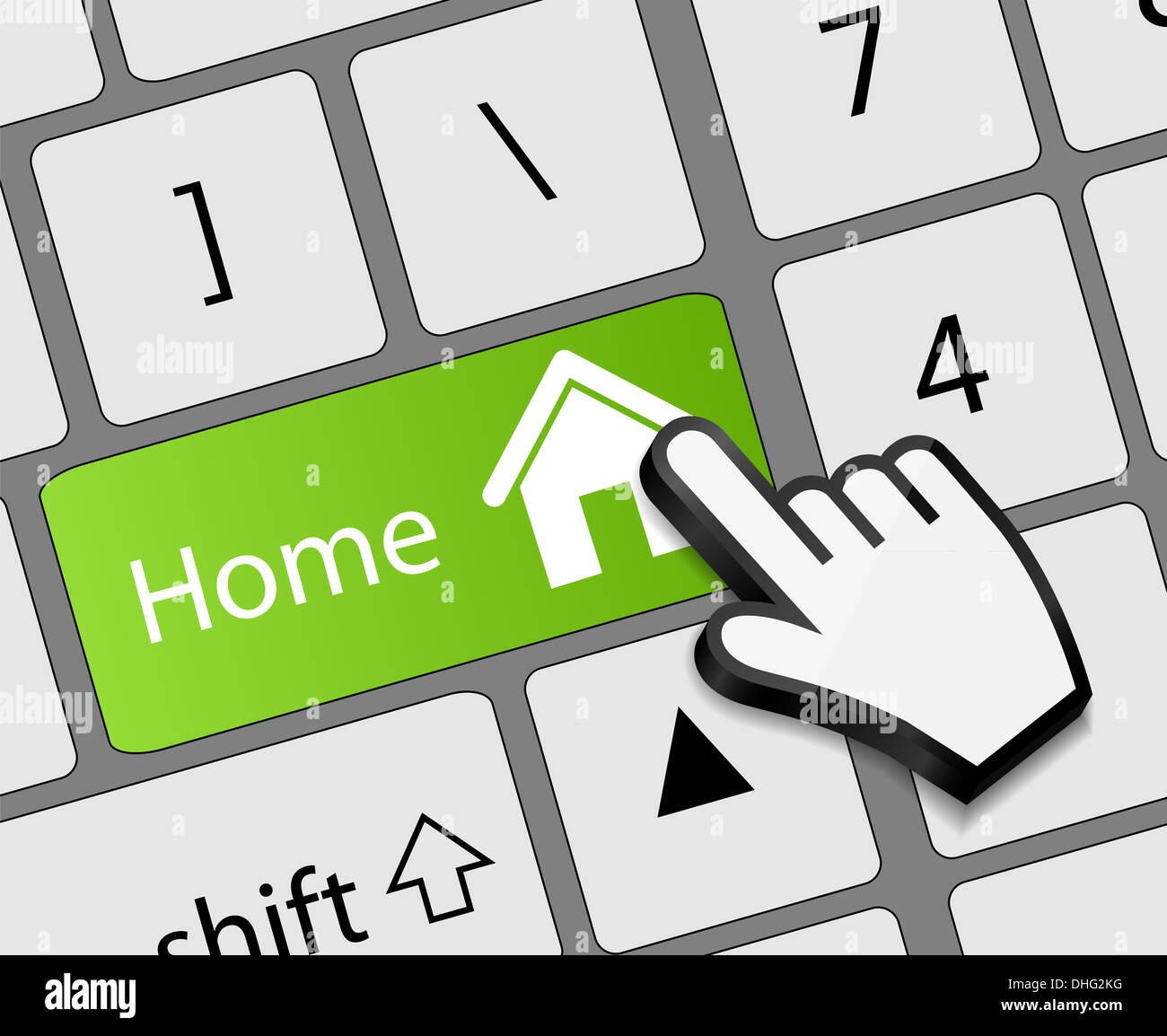 Keyboard Home button with mouse hand cursor vector illustration Stock ...