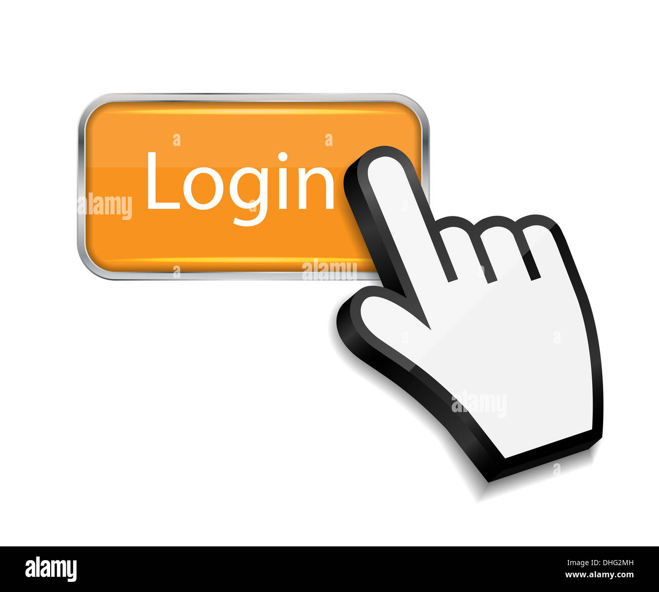 Mouse hand cursor on login button vector illustration Stock Photo - Alamy