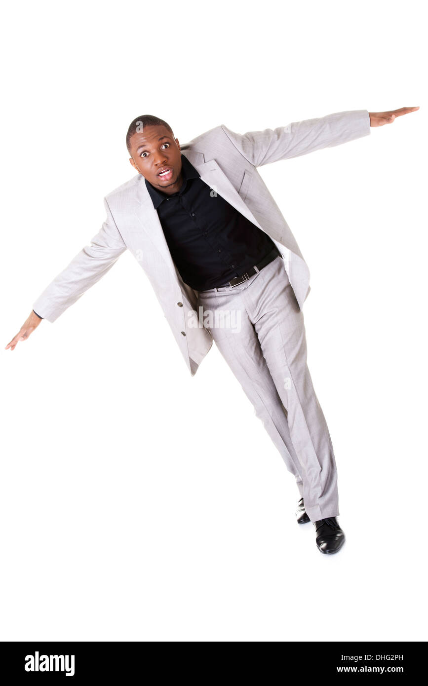 Male businessman with spread arms. Isolated on white Stock Photo - Alamy