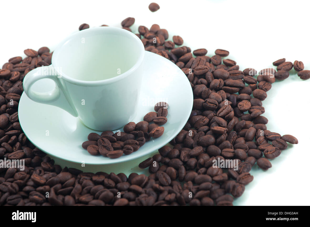 Coffee beans and cup Stock Photo - Alamy