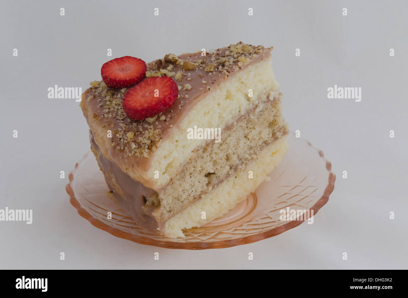 Delicious piece of cake dessert with strawberries Stock Photo - Alamy