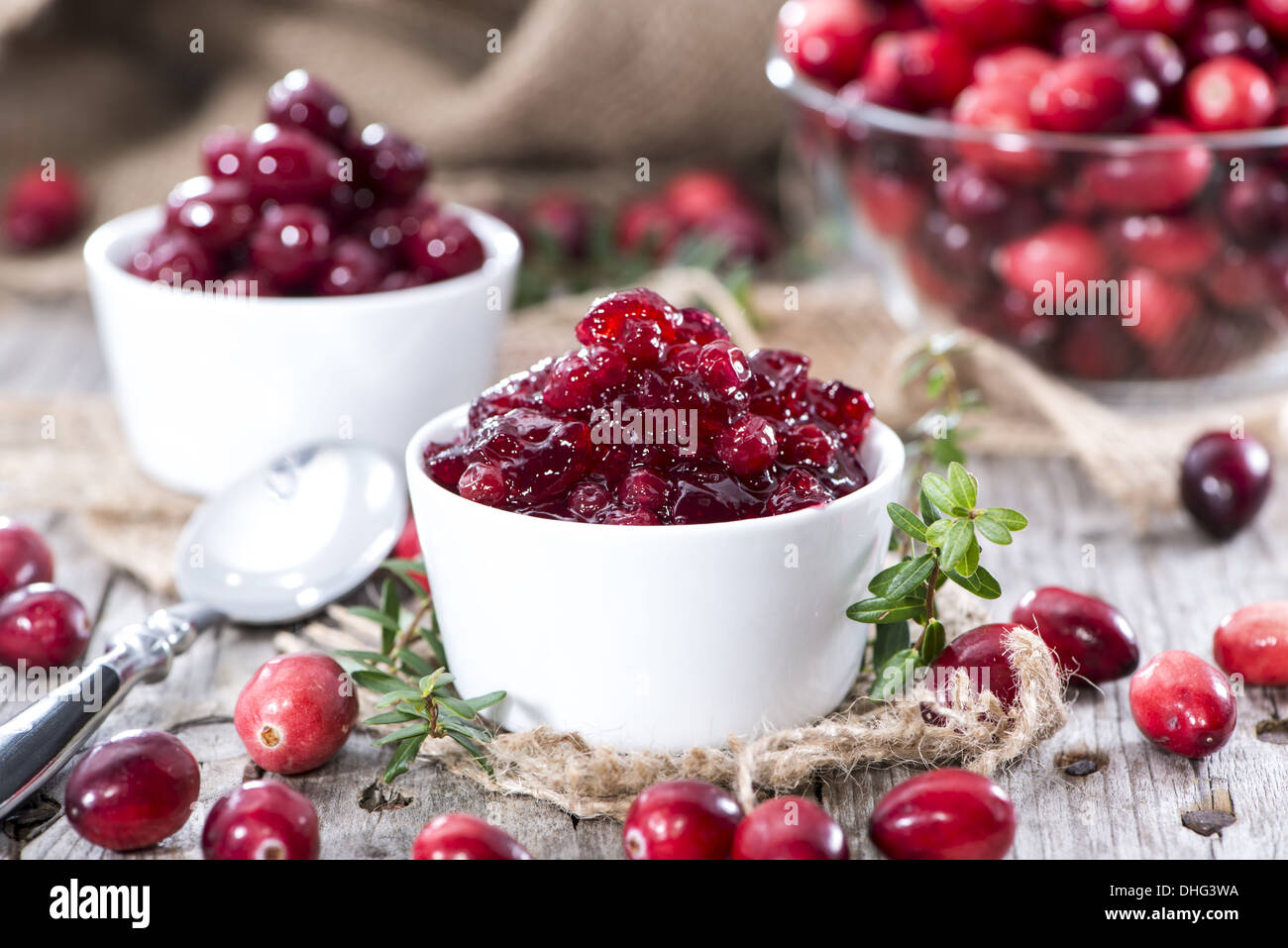 Portion of Cranberry Jam (with fresh fruits Stock Photo - Alamy