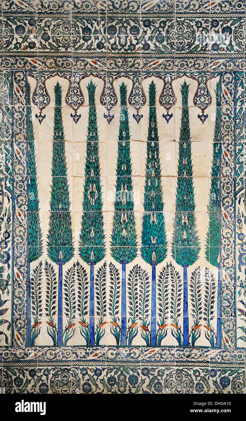 Iznik tile, the hall with a fountain, Topkapı, Istanbul, Turkey 130913 ...