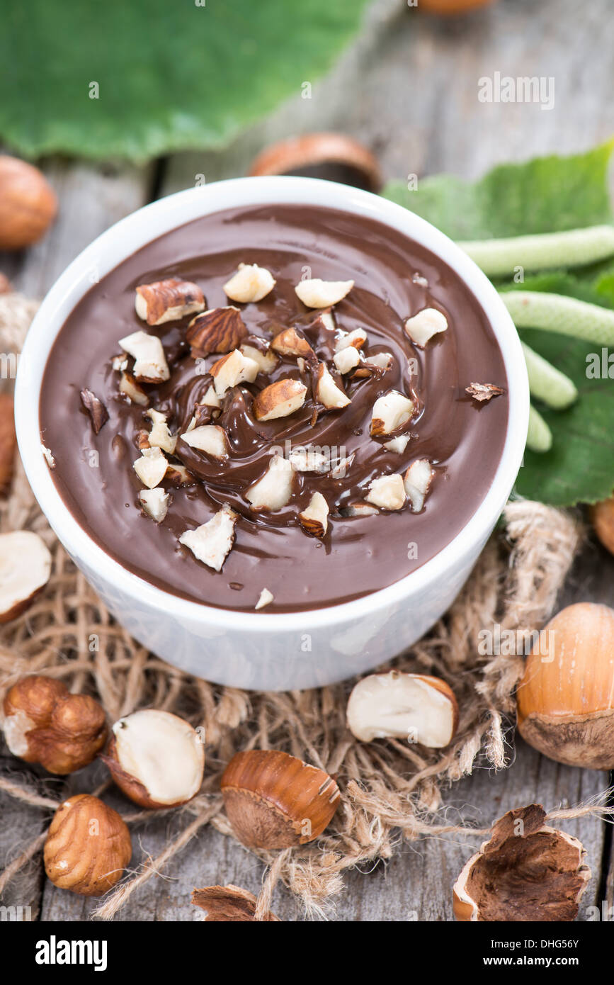 Fresh made Hazelnut Cream in a small bowl Stock Photo - Alamy