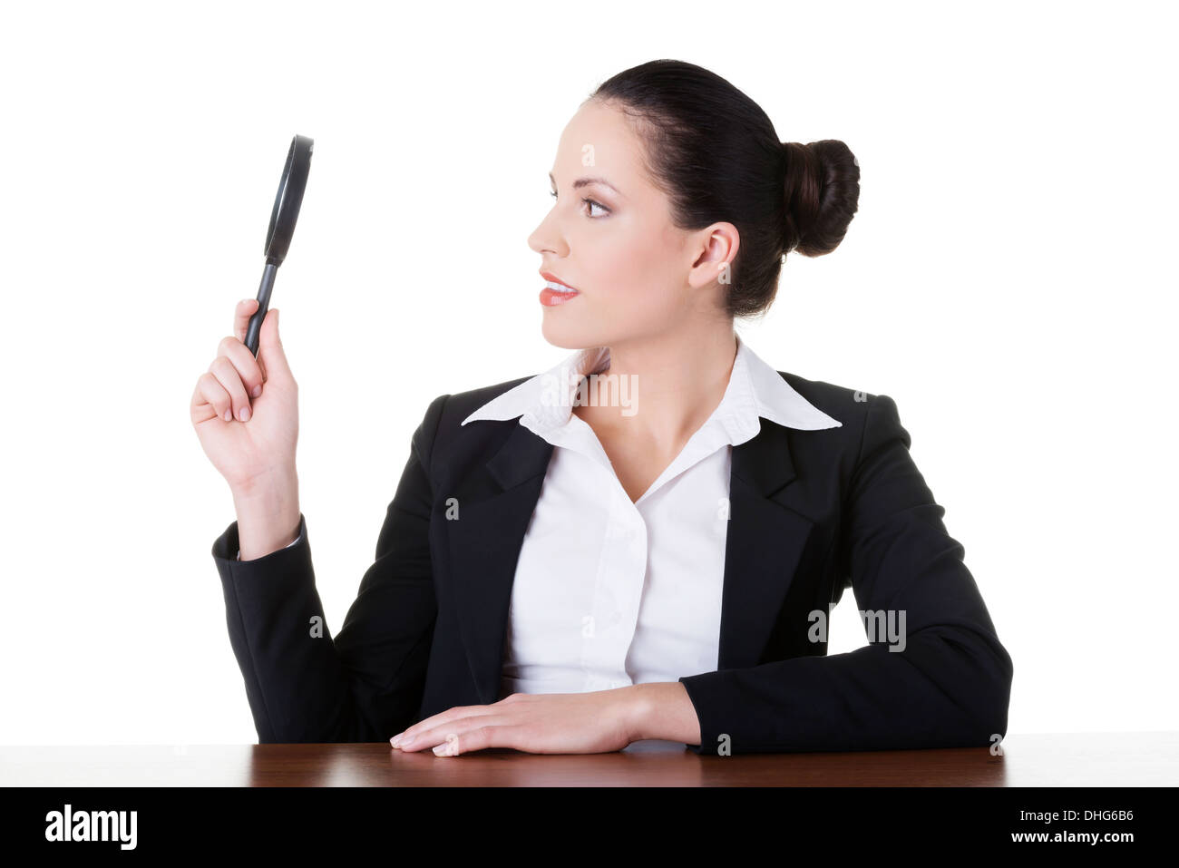 Business woman magnifying glass hi-res stock photography and images - Alamy