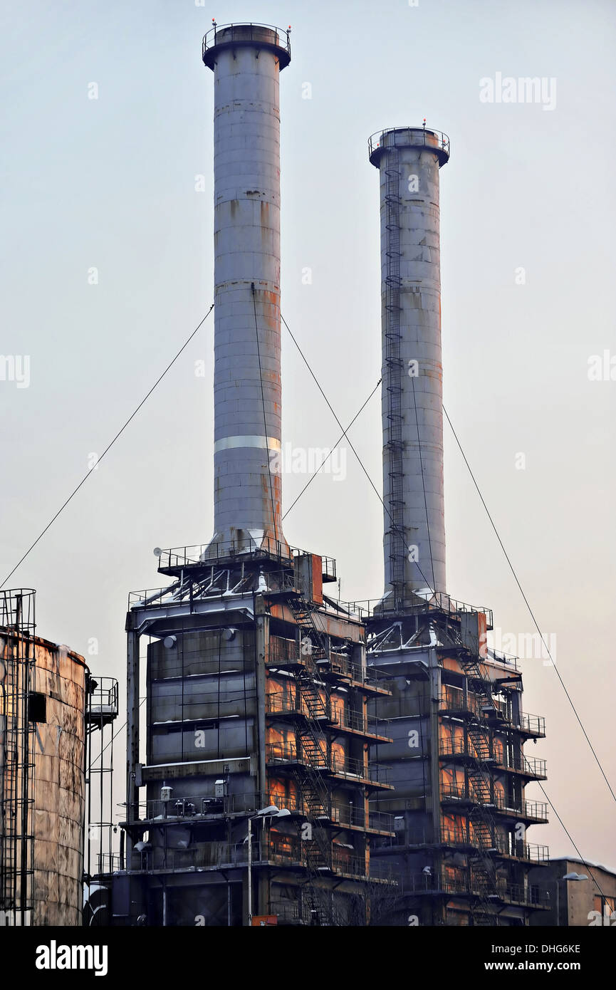 Thermal power station chimneys with no smoke Stock Photo - Alamy