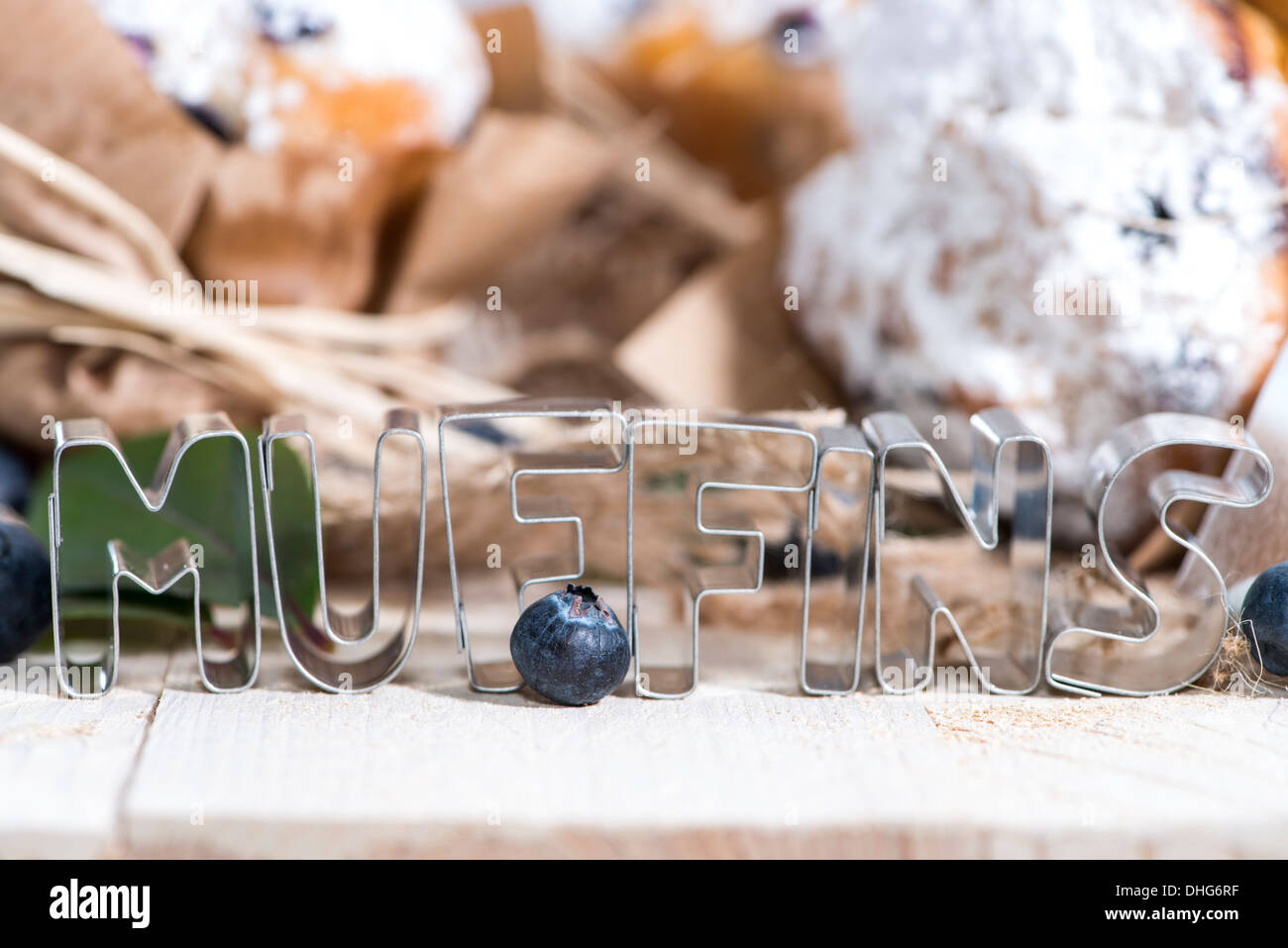 Homemade Blueberry Muffins with metal letters Stock Photo - Alamy