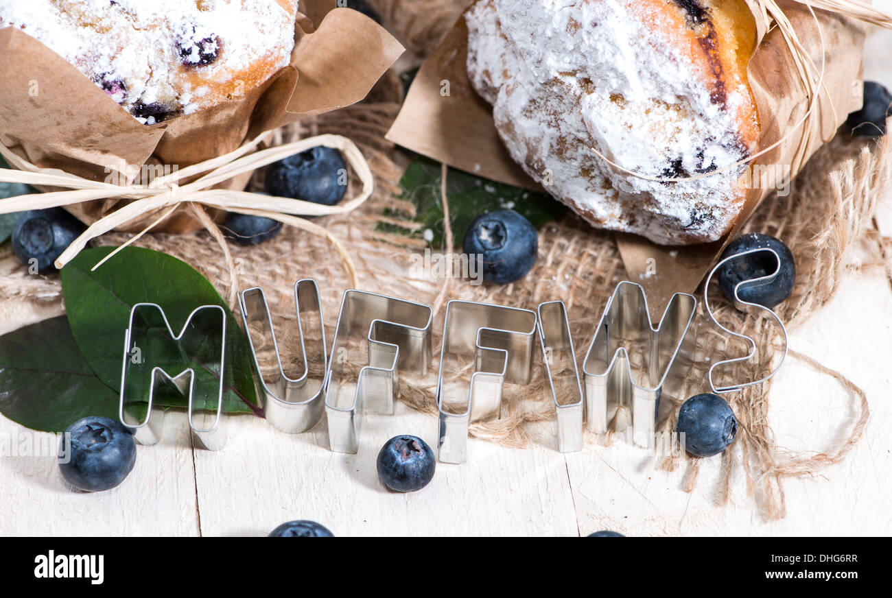 Homemade Blueberry Muffins with metal letters Stock Photo - Alamy